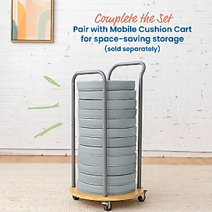 ECR4Kids SoftZone Floor Cushions, Round, Flexible Seating, Light Grey, 6-Piece