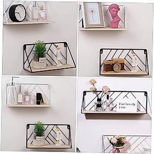 MUSISALY Wrought Iron Storage Mount Shelves Wall Mount Bookshelf Wall Mounted Shelves Live Shelf Hanging Shelves for Wall Storage Shelf Storage Shelves Metal Rack Black