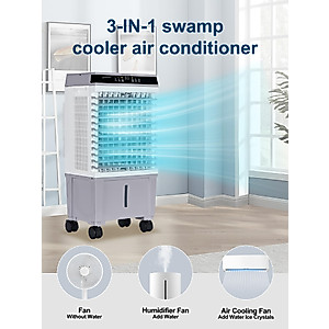 Landeagle Swamp Cooler, 1800CFM Evaporative Cooler with 5.3-Gal Water Tank, Cooling Fan with 3 Speeds, Remote Control, 12H Timer, Evaporative Air Cooler for Indoor Room Bedroom Use