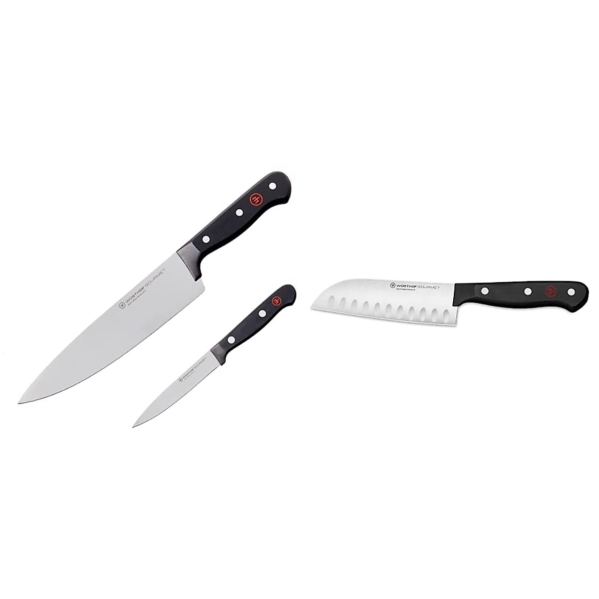 WÜSTHOF Gourmet 2-Piece Chef's Knife Set & Gourmet 7" Hollow Edge Santoku Knife