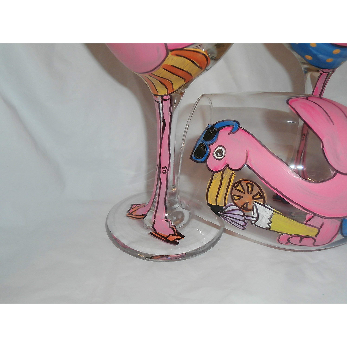 Hand painted beach Flamingos. Set of 4. 2 male and 2 female.