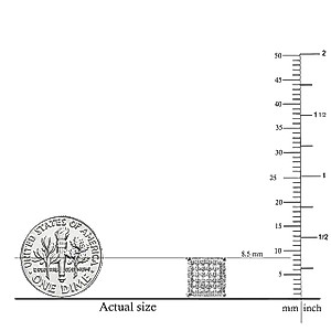 Dazzlingrock Collection Round White Diamond Square Clustered Pushback for Men & Women (Unisex) Stud Earrings (0.55 ctw, Color I-J, Clarity I2-I3) in 925 Sterling Silver