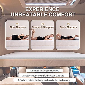 Dyonery RV Mattress Short Queen, 8 Inch Memory Foam Camper Mattress Fiberglass Free Bed in a Box Made in USA CertiPUR-US Certified, 75"×60"×8", White