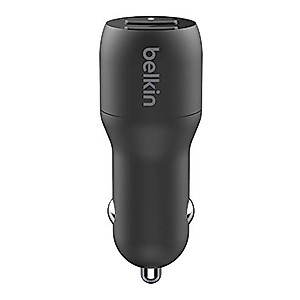 Belkin 24 Watt Dual USB Car Charger - 2 12W USB A Ports with Lightning Cable - Fast Charging Apple iPhone 14, 14 Pro, 14 Pro Max, iPhone 13, 13 Pro Max, Samsung Galaxy, AirPods & More - USB-C Charger
