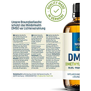DMSO 99.9% Pharmaceutical Grade with 99.9% Purity & Low Odor - 3.38oz (Dimethyl Sulfoxide) Glass Bottle with Dropper