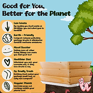 WWJD Worms The Box of Life Worm Wood Composter - Odorless Indoor Vermicomposting Bin - Worm Bins for Composting - Ideal Addition to Worm Composting Kit - Cedar Worm House (Planter Top)