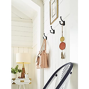 Amerock H37007MB | Alder Double Prong Decorative Wall Hook | Matte Black Hook for Coats, Hats, Backpacks, Bags | Hooks for Bathroom, Bedroom, Closet, Entryway, Laundry Room, Office