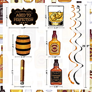 Whiskey Birthday Party Decorations for Men, Aged to Perfection Party Supplies Whiskey Beer Party Hanging Swirls Ceiling Streamers for 30th 40th 50th Birthday Decorations Cheers and Beers Party