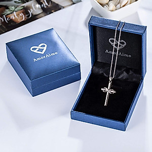 AmorAime 925 Sterling Silver Cross Necklace for Women Infinity Necklace Cross Jewelry for Festival, Vacation or Holiday