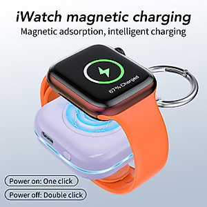 Portable Travel Charger for Apple Watch Series 8,Wireless iWatch Charger 1200mAh Power Bank with Charging Cable, Purse Keychain Smart Watch Charger for Apple Watch Series 9/8/7/6/SE/5/4/3/2/1/UItra