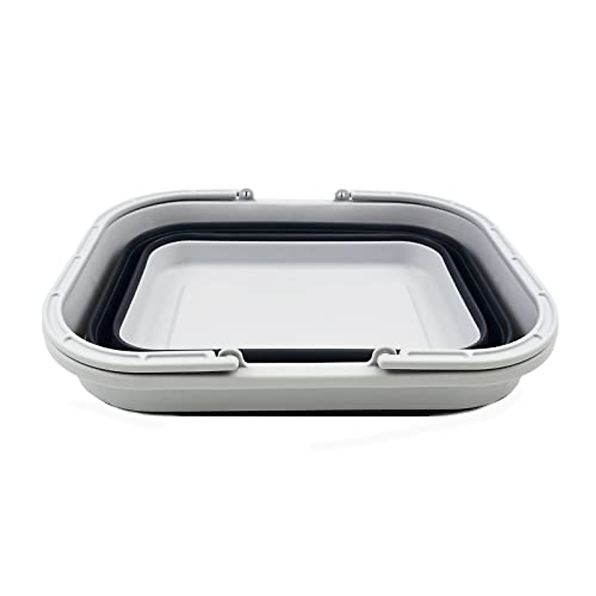 SAMMART 19L (5 Gallons) Collapsible Tub with Handle - Portable Outdoor Picnic Basket/Crater - Foldable Shopping Bag - Space Saving Storage Container (Grey/Slate Grey)