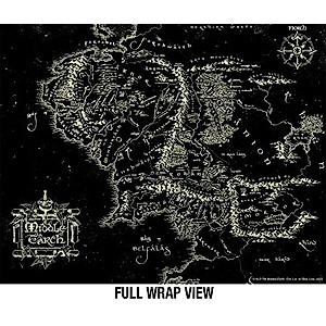 Lord Of The Rings - Logo OFFICIAL Map Of Me 24 oz Insulated Canteen Water Bottle, Leak Resistant, Vacuum Insulated Stainless Steel with Loop Cap