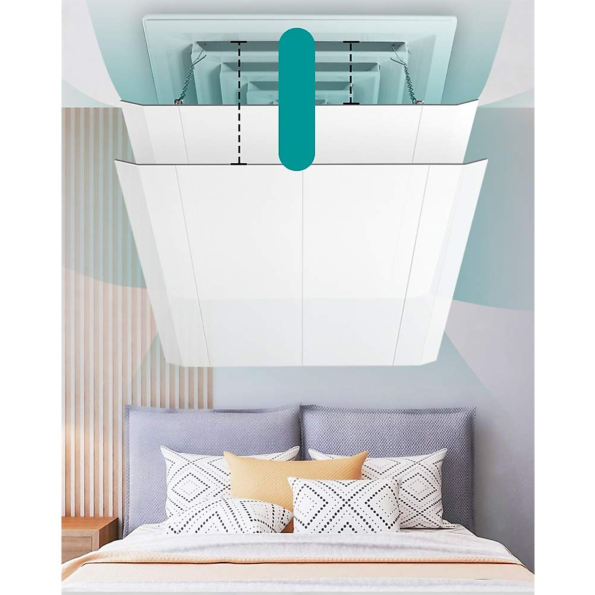 Liveinu Canvas Air Deflector Adjustable Reusable Heat and Air Deflector for Drop Ceiling Vents RV, Home HVAC, AC and Ceiling Registers Air Conditioner Deflector White 11.7"x11.7" Inch