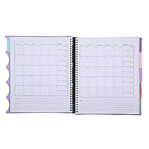 Mintra Office Durable PREMIUM Spiral Notebook, ((Lavender, 5 Subject (8.5in x 11in)) - Fabric Covered Coils, No Snags, College Ruled, Adjustable PocketDividers, Ruler, Organization, Student, School