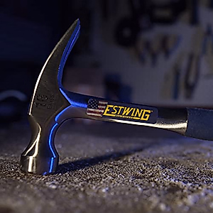 ESTWING Hammer - 16 oz Straight Rip Claw with Smooth Face & Shock Reduction Grip - E3-16S