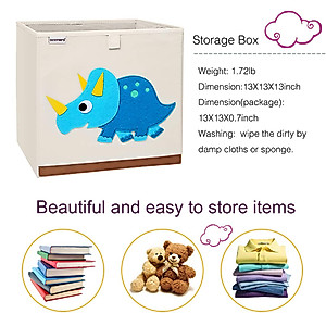 DODYMPS Foldable Animal Toy Storage Bins/Cube/Box/Chest/Organizer for Kids & Nursery, 13 inch (Cute Triceratops)
