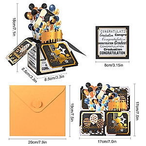 Giiffu Graduation Card, Graduation Pop Up Card, High School Graduation Cards, 3D Popup Greeting Graduation Gift Card for Boy Girl Brother Daughter, with Envelope and Note Card (Balloon