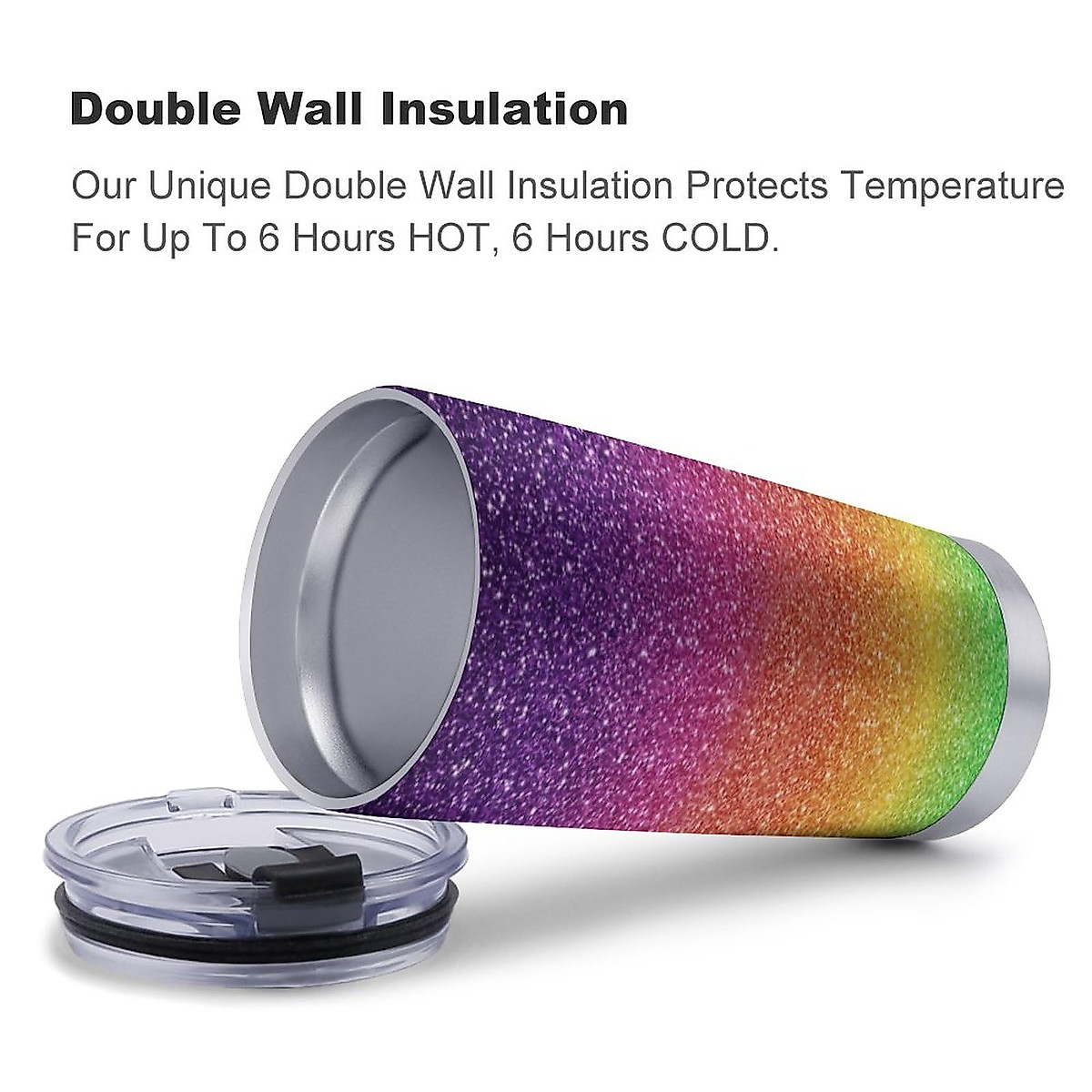 20 Oz Coffee Travel Tumbler Insulated Coffee Mug with Leakproof Lid Color Glitter Double Wall Vacuum Insulated Tumbler for Coffee Tea & Drinks Fit in Car Cup Holder BPA Free Ideal for Work Driving