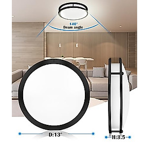 2 Pack Black Ceiling Light, 13 Inch Flush Mount LED Ceiling Light, Kids Bedroom Lighting with 5CCT(2700K/3000K/3500K/4000K/5000K Adjustable), 23W, CRI80 Eye Caring Illumination, ETL Listed
