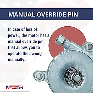 NOVOPARTS 266149 RV Power Awning Replacement Universal Motor 75-RPM and 12V