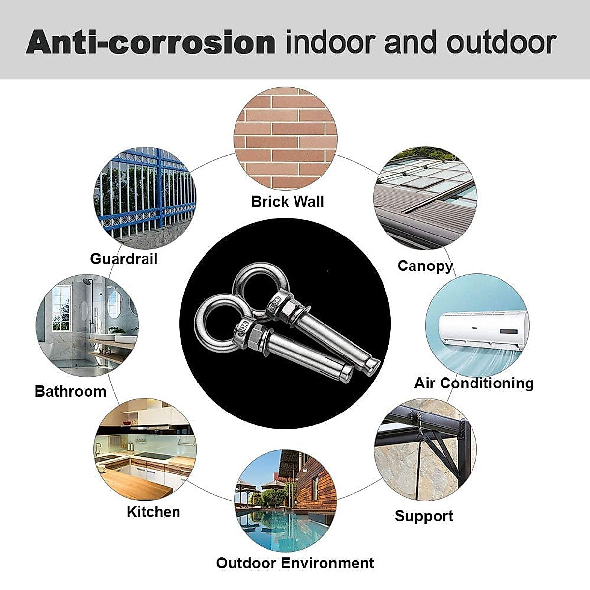 MroMax Expansion Lifting Eyebolt M10x70mm Eye Ring Bolt 3.94" Length 304 Stainless Steel Expansion Bolts with Nuts Eye Hooks Anchor Fastener for Concrete Wall Masonry Ceiling Silver 1Pc