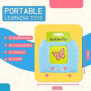 Careenoah Educational Toys for 3 4 5 6 Year Old Boys 112 Pcs Talking Flash Cards for Toddler Preschool Learning Games Activities Christmas Birthday Gift for Kids Age 3 4 5 6 Year Olds Boys