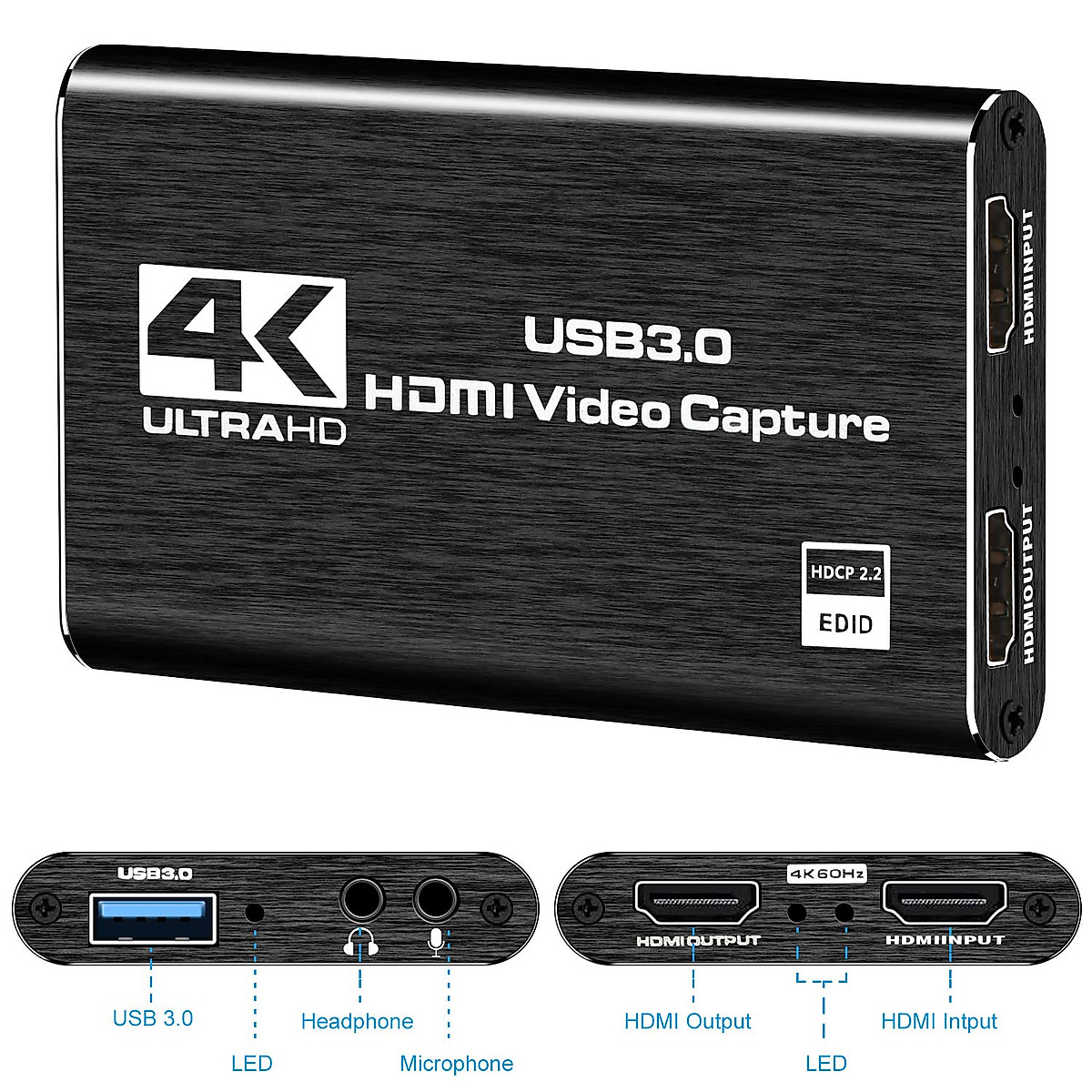 Capture Card Nintendo Switch, 4K HDMI Video Capture Card, 1080P 60FPS, HDMI to USB 3.0 Capture Card for Streaming Work with Camera/Xbox/PS4/PS5/PC/OBS