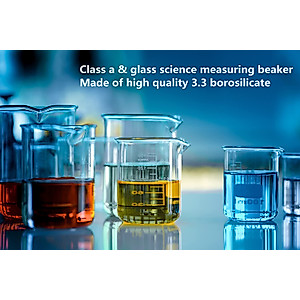 Ackers Boro3.3，Griffin Low Form Scientific Glass Beaker Set-50ml,100ml,250ml,500ml,1000 mL (Pack of 5)