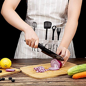 QUELLANCE Ceramic Chef Knife, Ultra Sharp Professional 6-Inch Ceramic Kitchen Chef's Knife with Sheath Cover, Perfect Sharp Knife for Cutting Boneless meats, Sashimi, Fruits and Vegetables (Black)