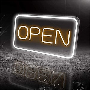 YOYAL Open Letter Neon Sign Led Modeling Light Luminous Letters Signboard Acrylic Panel Neon Decorative Light, 41x23cm