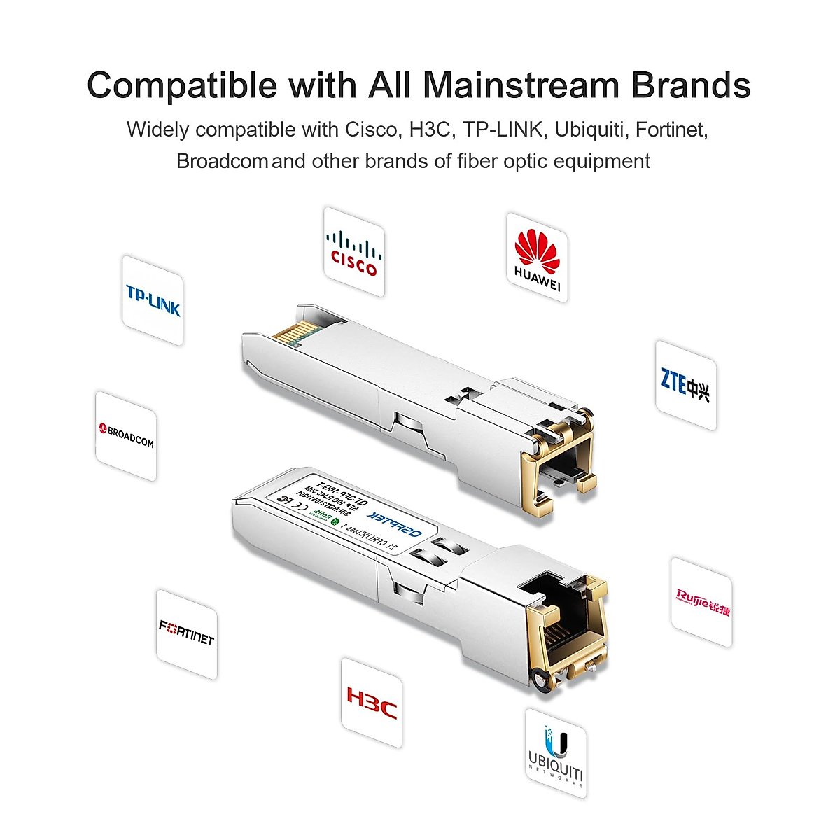 4Pack 10GBASE-T SFP+ to RJ45 Copper Module Mini-GBIC Transceiver for Cisco SFP-10G-T-S, Ubiquiti UF-RJ45-10G , Netgear, Mikrotik, D-Link, Supermicro, TP-Link, Linksys, CAT6A/CAT7, up to 100FT(30M)