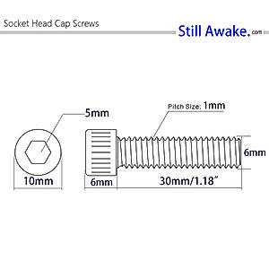 30 Pcs M6-1 x 30mm Hex Socket Head Cap Screws, 12.9 Grade Alloy Steel, Allen Socket Drive, Black Oxide Finish, Machine Thread，Full Thread （30 Pcs M6-1 x 30mm）