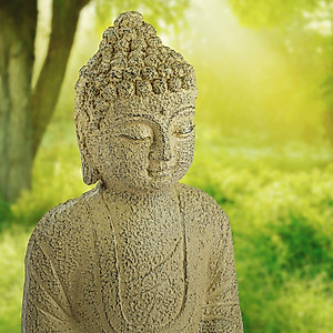 Giftchy Meditating Buddha Statue, Zen Buddha Figurine in Earth Yellow Finish, Buddha Sculpture for Home & Garden Decorations (14" H)