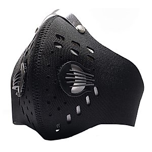ECO-GEAR Anti Pollution Face Mask with Military Grade Protection | Anti Smoke, Exhaust Gas, Dust, Pollen | Hiking, Running, Walking, Cycling, Ski and other Outdoor Activities (Large, Black)