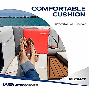 Flowt Boat Seat Cushion and Throw Cushion for Boat Safety – USCG Approved Type IV, Life Cushion for Boat, Durable, Comfortable Boat Seat Cushions for Kayaks, Paddle Board, Canoe and Boating - Red