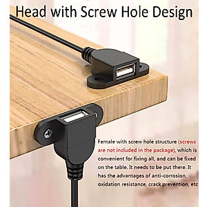 Guo USB Charging Extension Cable Male to Dual Female, USB 2.0 Charging Port 1 to 2 Panel Mount with Screw Hole, Used for Furniture/Mobile Phones/Portable Power and More(5FT/1.5m)