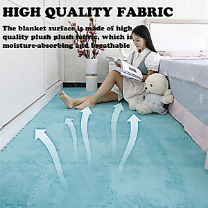 20 Pcs 12x12in Interlocking Foam Plush Play Puzzle Carpet Washable Soft Fluffy Square Foam Floor Tiles Mat,Four Seasons Anti-Slip Split Joint Play Area Protective Rugs(Color:Gray + White)