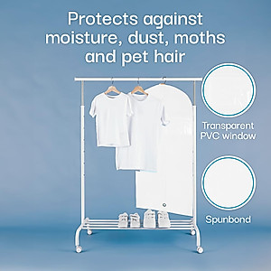 Kids Garment Bag, 30inch x 18inch White Breathable Clothes Cover for Baby Toddler and Child Garment Bag for Kids suit, Kids Garment Bags For Travel (WB1)