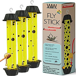 Jumbo Fly Stick- Super Sticky Fly Trap, Bugs Flies & Insects (3 Traps Included)-[3 Pack]