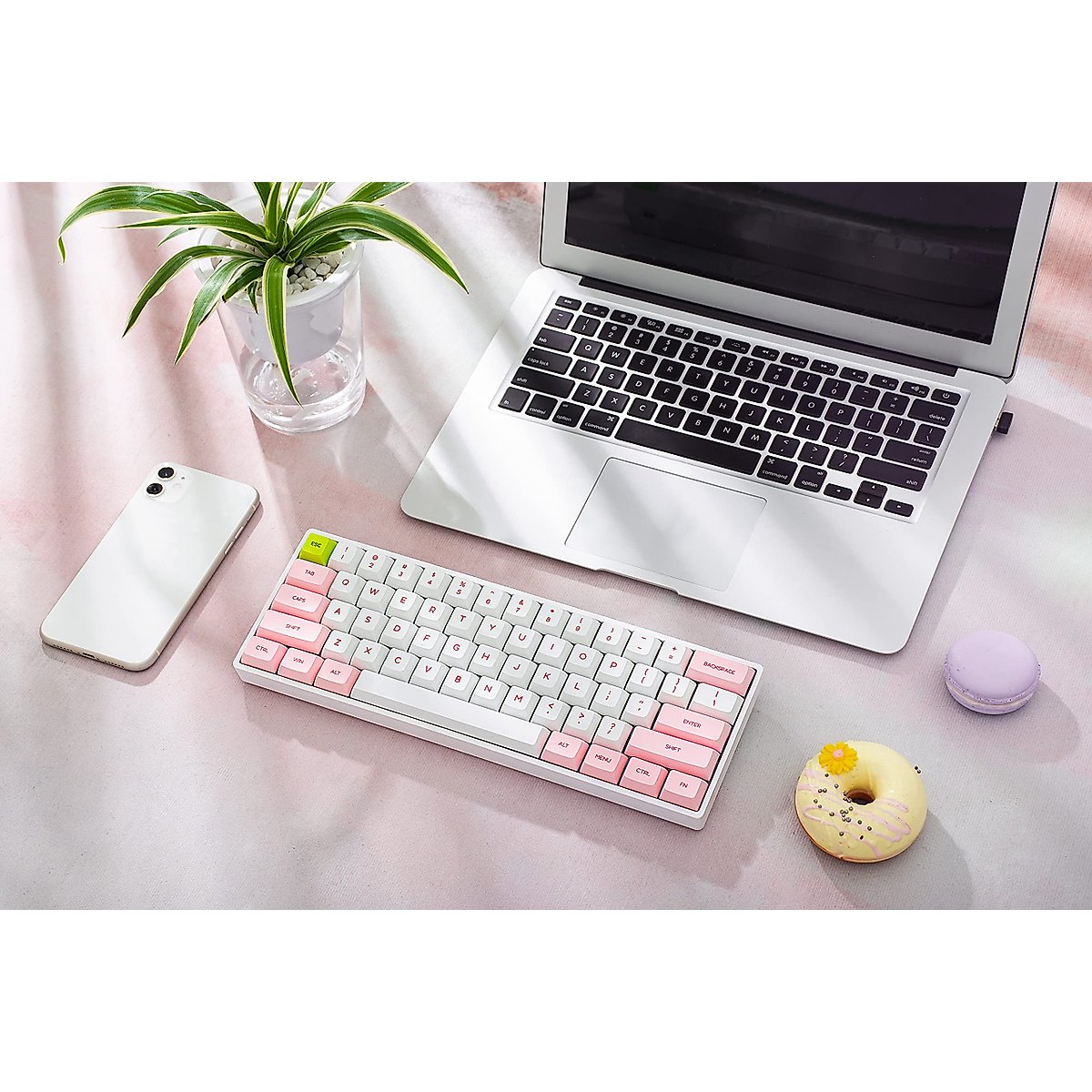 YUNZII SK61 Pink Hotswap Mechanical Gaming Keyboard with Optical Switch, RGB, Programmable Custom Keyboard (Gateron Blue Switch, Pink 61 Keys)