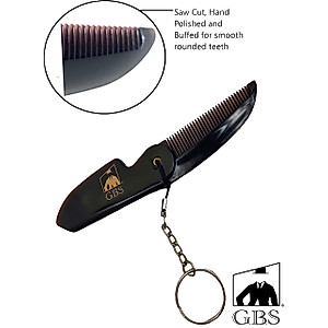 G.B.S Folding Beard Comb for Men - Handmade Keychain Mustache Comb - Portable Pocket Travel Comb for Grooming & Combing Hair, Beards and Mustaches