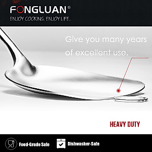 FONGLUAN Stainless-Steel Turner Spatula Set, Set of 2, Slotted Turner, Wok Spatula, Heavy Duty Metal Kitchen Utensils for Cooking