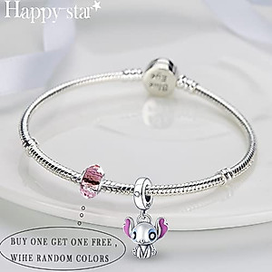 HappyStar Charm Bead fits Charms Bracelets Necklace European Jewelry ，925 Sterling Silver Dangle Pendant Bead for Woman Jewelry Beads Gifts （With one Spacer Bead Charms