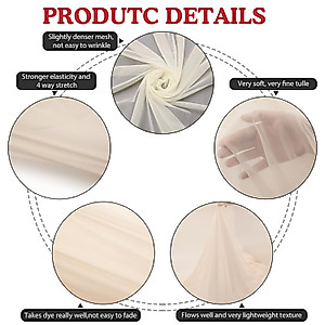 Power Mesh Fabric Stretch: 4-Way Net Superfine Fabric Nylon Spandex Sheer Mesh - 5 Yards Long 60" Wide (Light Nude)