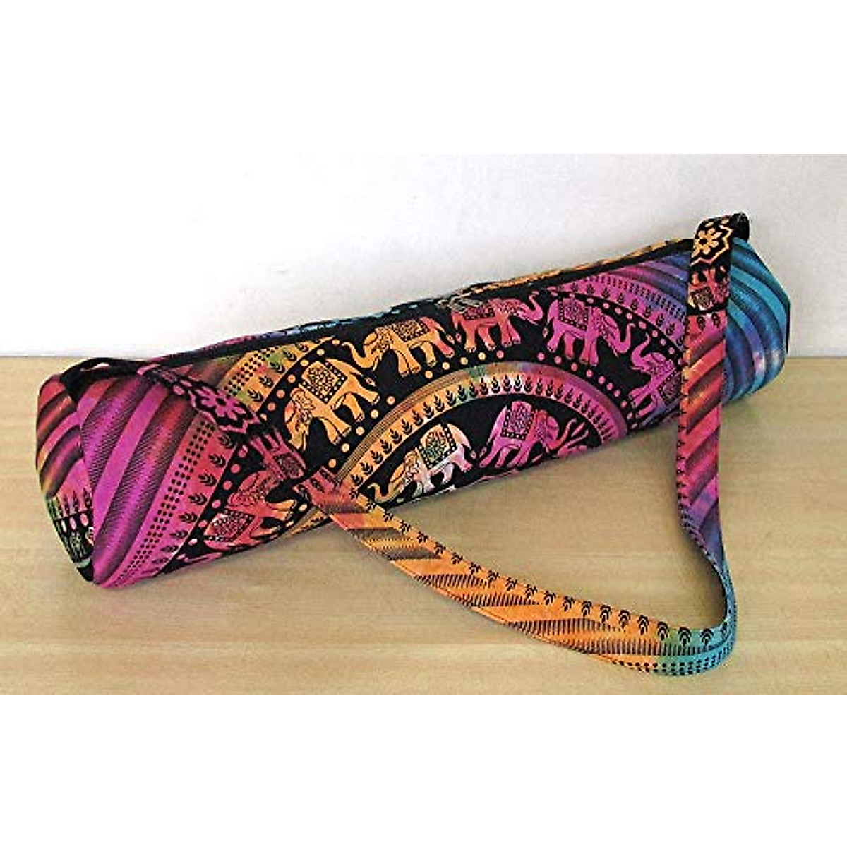 ICC Yoga Mat Bag for Women & Men,Travel Yoga Gym Bag for 1/4" 1/3" Thick Exercise Yoga Mat, Full-Zip Yoga Mat Carrier Bag for Class workout Park with Pockets and Adjustable Strap Multi Elephant