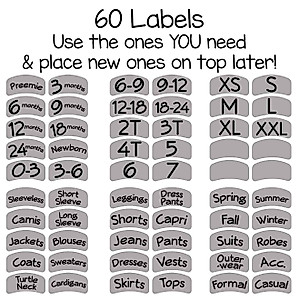 6 Baby Closet Dividers Boy Safari Animals Nursery Clothing Rod Organizer (Gray, 1.5" Rod)