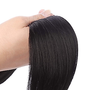 SEIKEA Clip in Ponytail Extension Wrap Around Long Straight Pony Tail Hair 28 Inch Synthetic Hairpiece - Black