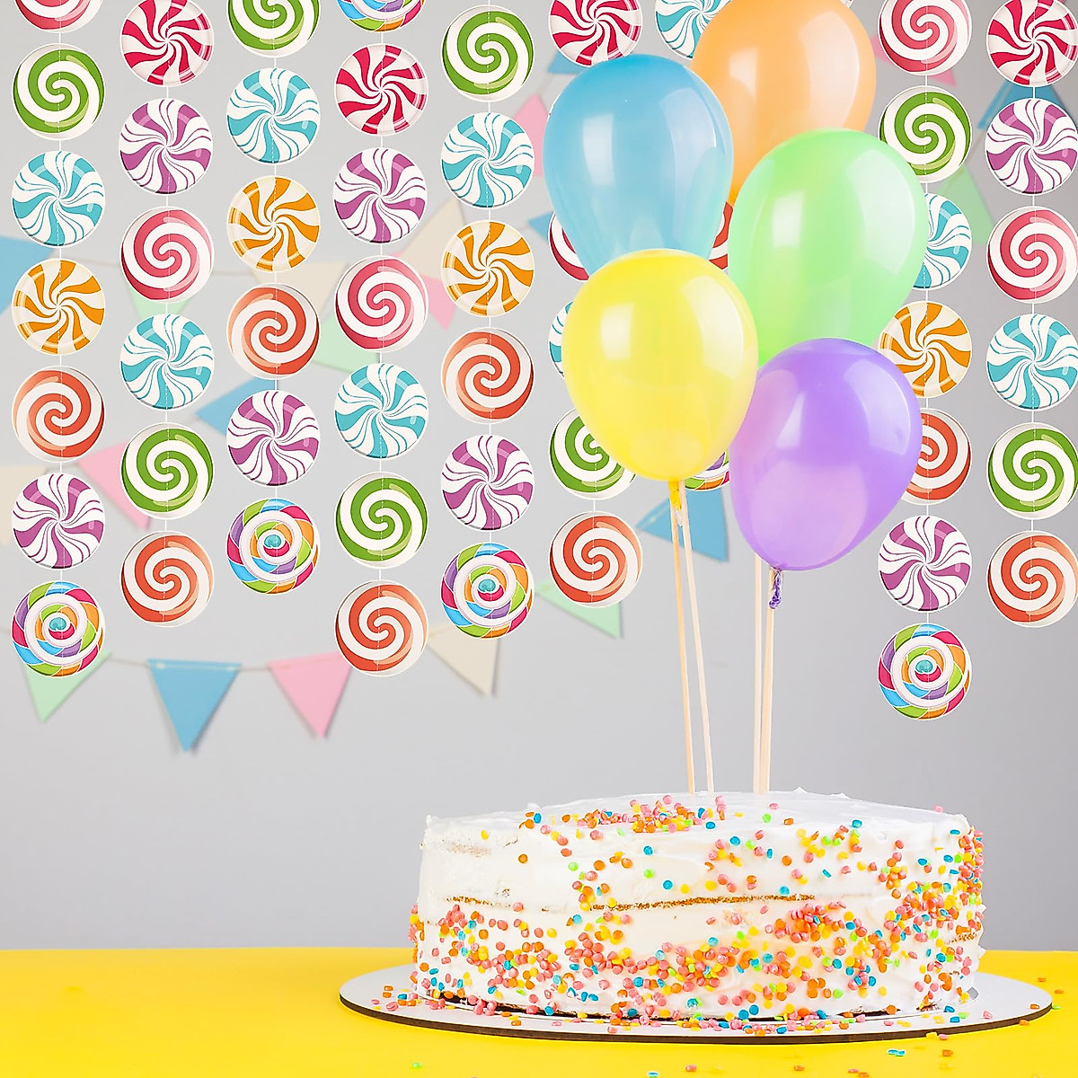 56PCS Candy Party Decorations, Garlands Candy Paper Candyland Party Decorations Cutouts Lollipop Garland Banner Sweet Candy Hanging Decor for Candy Birthday Theme Party Supplies Sweet Shop Baby Shower