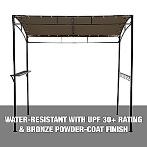 Bliss Hammocks Bliss Outdoors BCA-100 85in BBQ Grill Gazebo Canopy w/Serving Shelf, Steel Construction, Weather-Resistant, Sun-Shade, Bronze