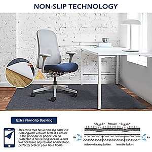SALLOUS Chair Mat for Hard Floors, 55" x 35" Desk Chair Mat for Hard Surface, 1/6" Thick Office Chair Mat for Hardwood Floor, Low-Pile Desk Rug for Home, Rolled Packaging, Dark Gray